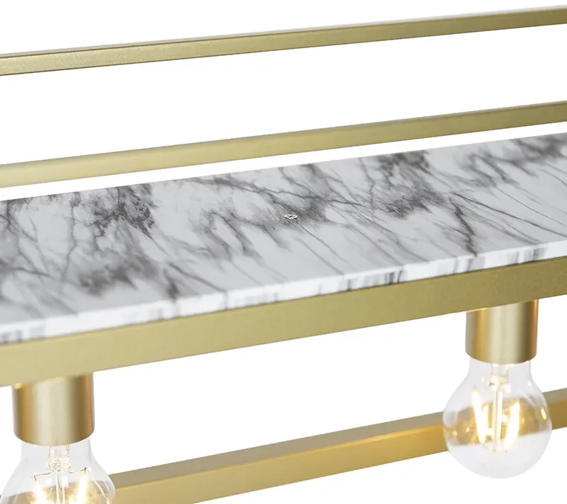 Luminária industrial suspensa dourada com mármore e rack 4 luzes - Cage ...