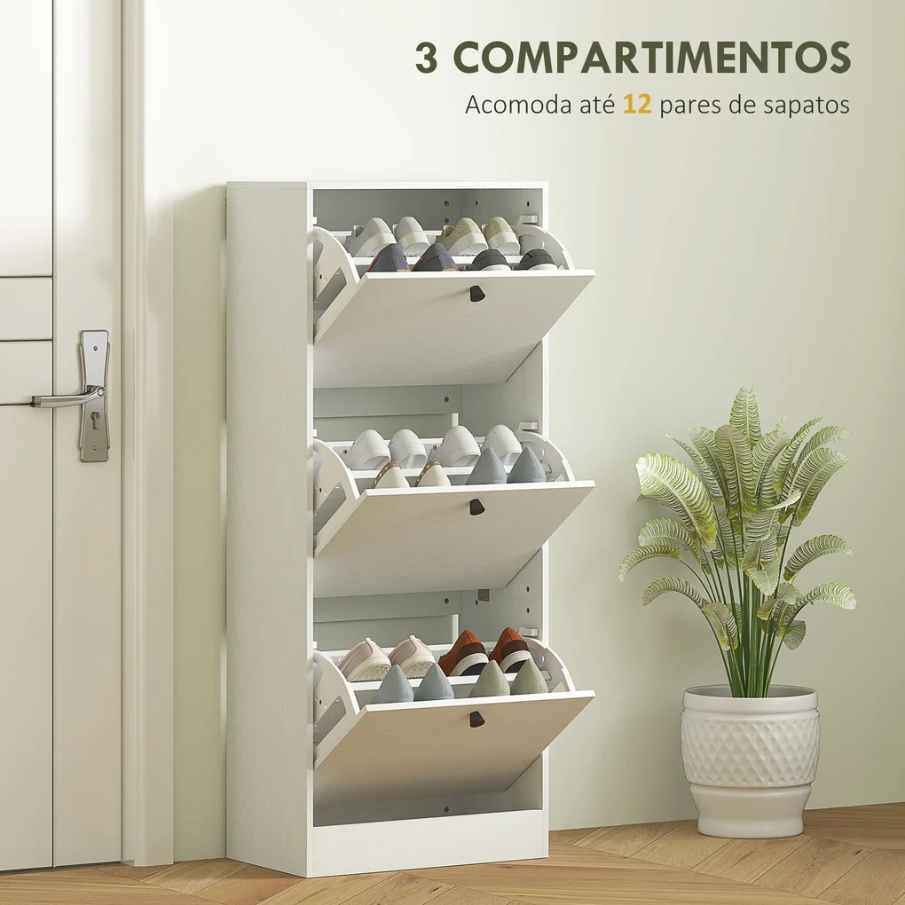 Sapateira Estreita com 3 Portas Sapateira para Entrada com Prateleiras ...