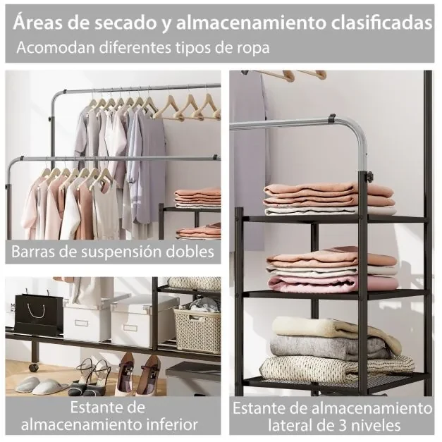 Guarda Roupa com Cabide de varão duplo com barras de suspensão ...