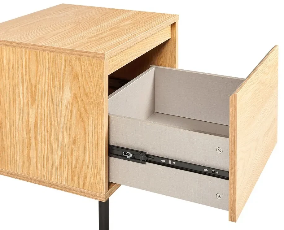 Mesa de cabeceira com 1 gaveta cor de madeira clara NIKEA Beliani | BIANO