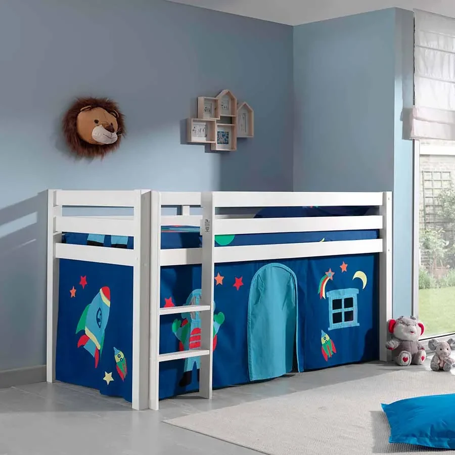 Conjunto Cama alta de Criança PINO 90 x 200 cm + estrado + escada ...