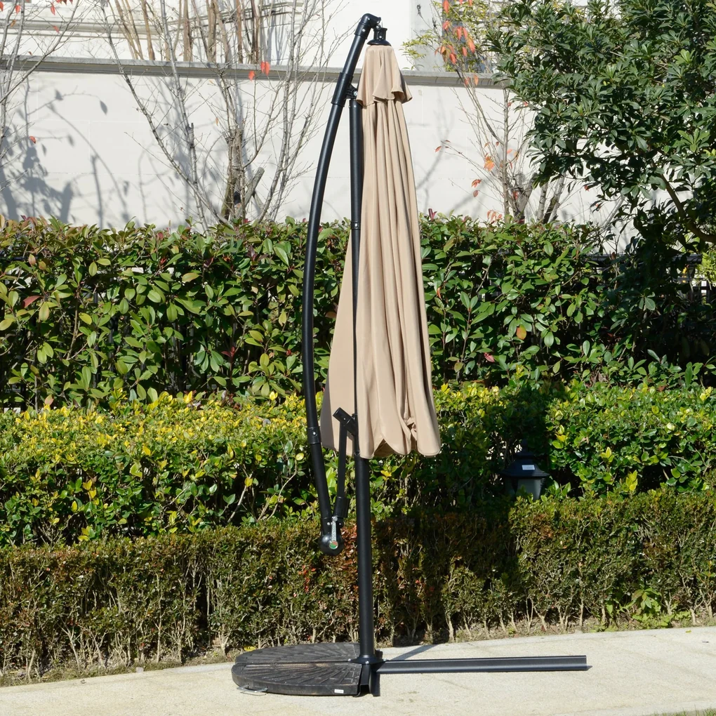 Chapéu de Sol de Jardim Ø265 cm Chapéu de Sol Excêntrico com Teto ...