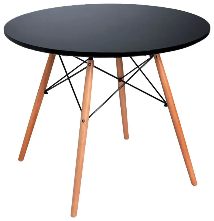 Mesa Tower Redonda 90 cm Tensores Branca - Preto | BIANO