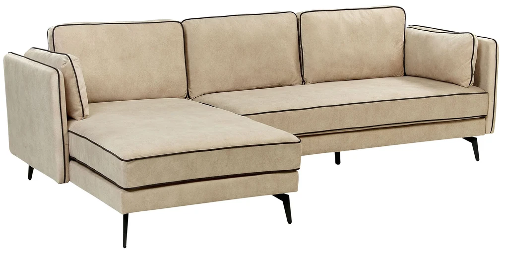 Sofá de canto 3 lugares em veludo creme à direita ALTAN Beliani | BIANO