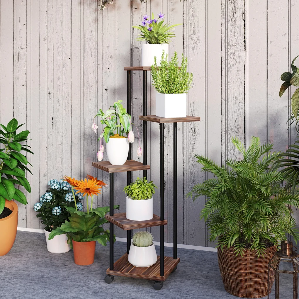 Suporte para Plantas de 5 Níveis Suporte para Vasos de Flores de Madei ...