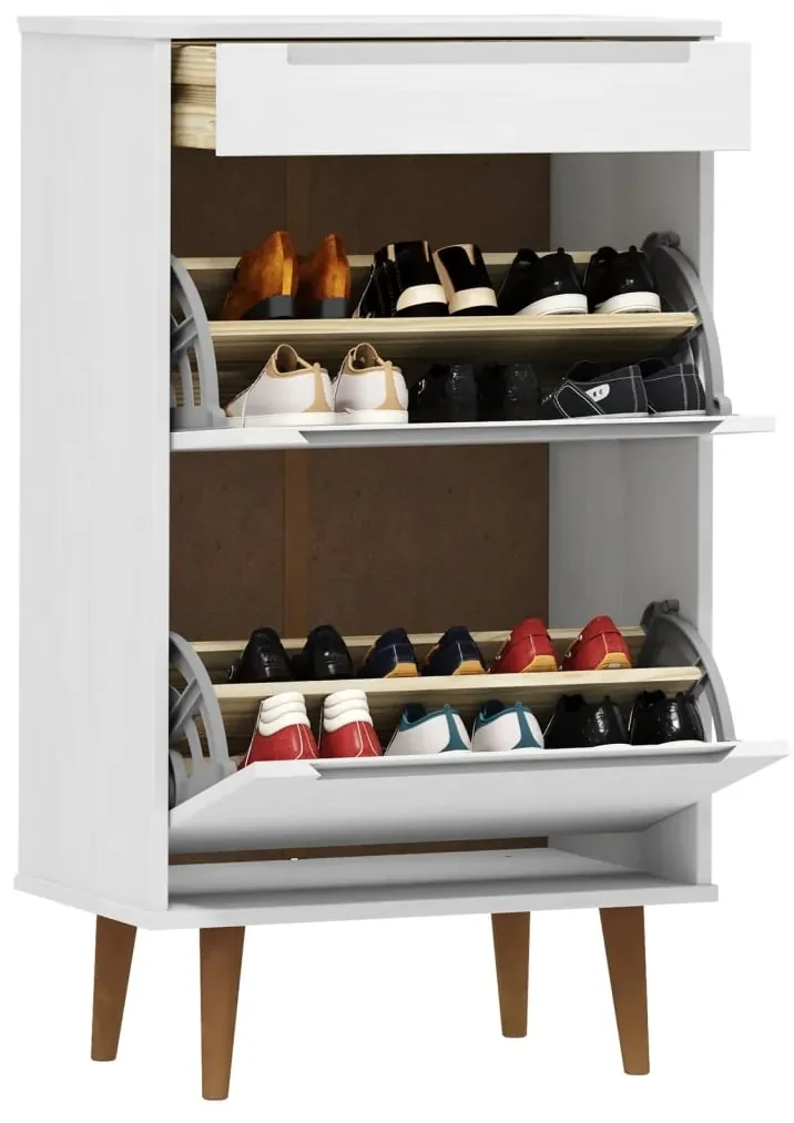 Sapateira Eva em Pinho Maciço - Branco - Design Escandinavo | BIANO
