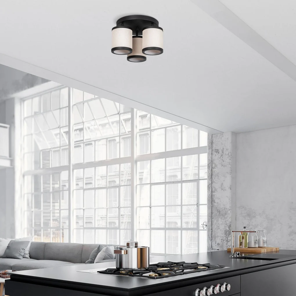 Candeeiro de Tecto Way – Preto e Branco – 40 x 40 x 22 cm | BIANO
