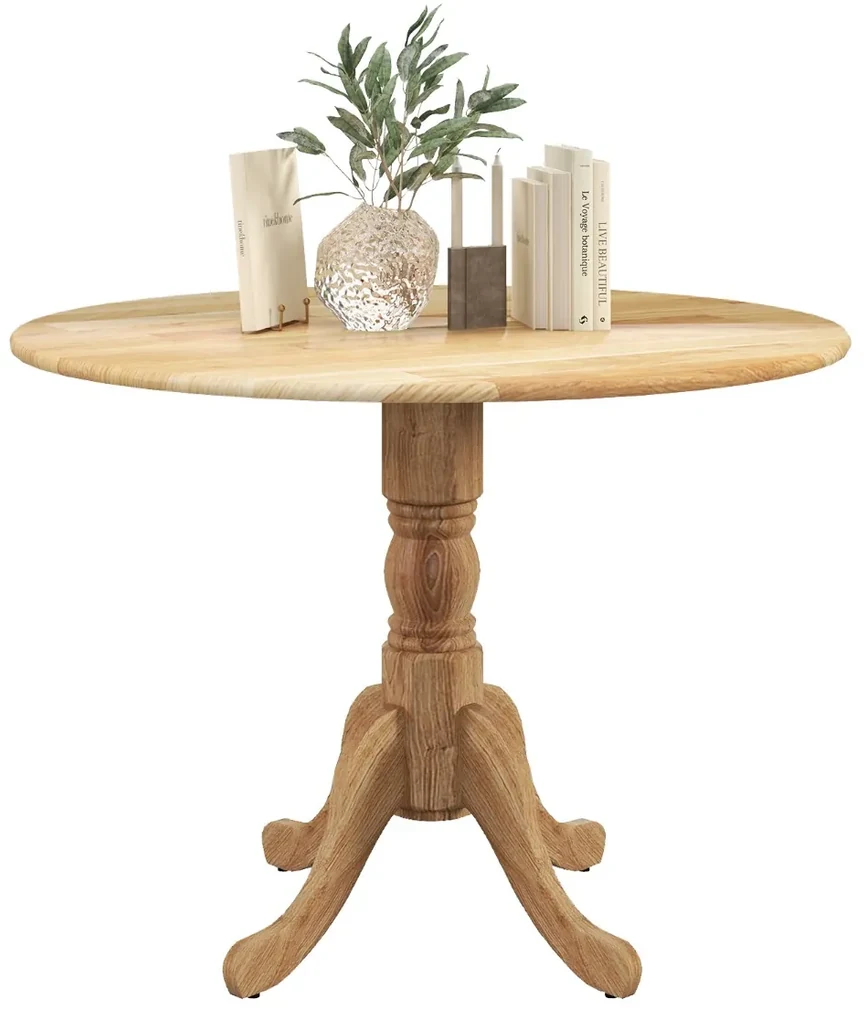Mesa de jantar redonda de 100 cm para 4 pessoas em madeira de cauchu ...