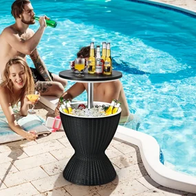 Geleira de jardim de 30 L Mesa de bar baixa de 30 L com tampo ...