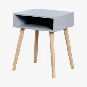 Mesa De Cabeceira Retangular 40x35 Cm Em Madeira Zente Cinza Delfín ...